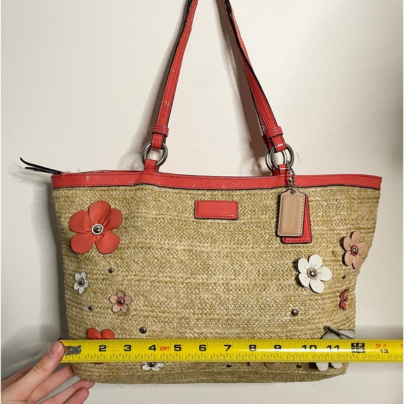 Coach | Bags | Coach Woven Straw Floral Pink Raffia Tote Bag | Poshmark